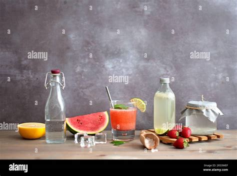 Berry Flavoured Probiotic Fermented Water Kefir Cocktail Beverage Stock