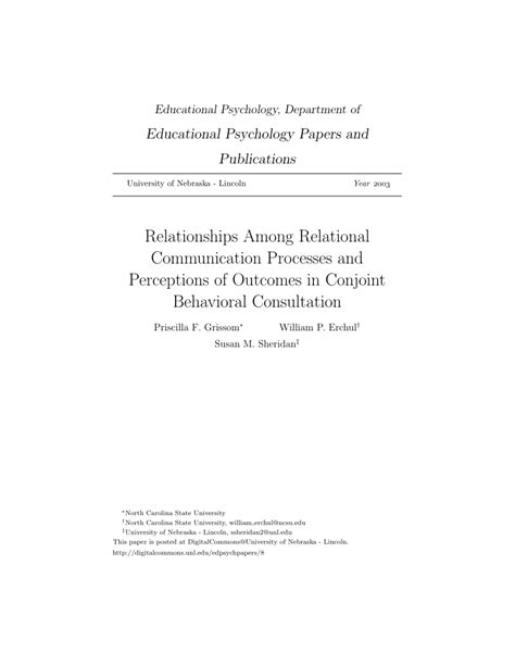 Pdf Relationships Among Relational Communication Processes And Perceptions Of Outcomes In