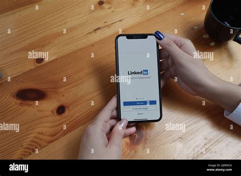 chiang mai thailand aug 26 2022 linkedin logo on phone screen