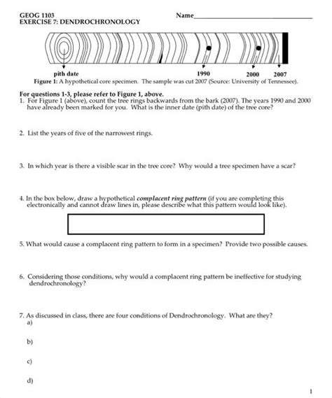 Solved Geog 1103 Name Exercise 7 Dendrochronology For