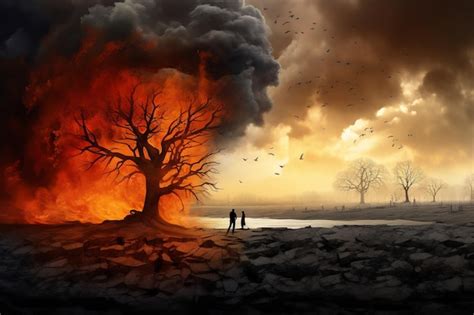 Иллюстрация борьбы с изменением климата Премиум Фото