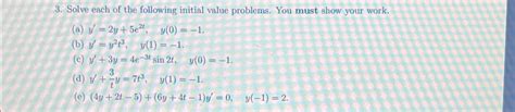 solved solve each of the following initial value problems