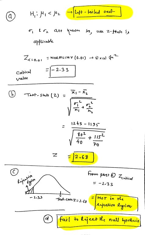 Solved For The Given Data A Find The Test Statistic B Find The