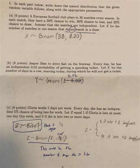 Solved In Each Part Below Write Down The Named Chegg