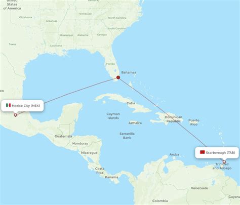 Flights From Mexico City To Tobago Mex To Tab Flight Routes