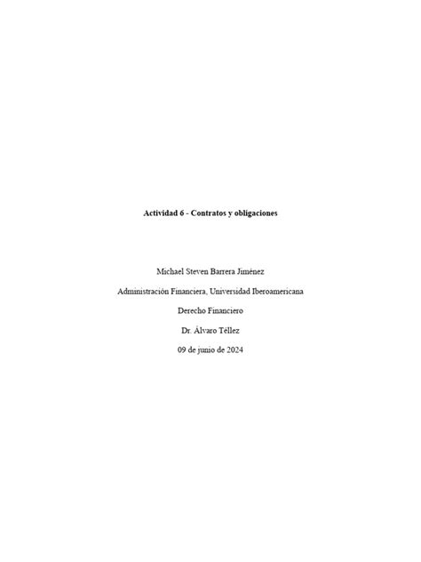 Actividad 6 Contratos Y Obligaciones Pdf Derecho Empresarial