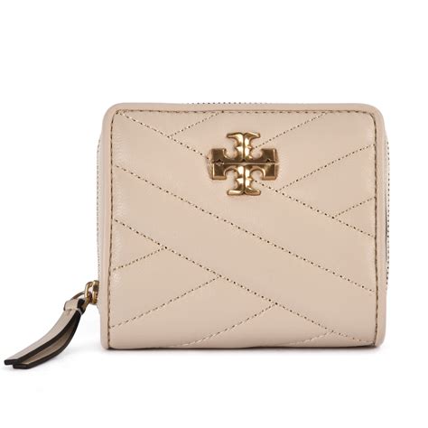 Tory Burch Kira 雙t金屬logo V字壓紋小羊皮拉鍊零錢短夾 奶油白色 短夾 Yahoo奇摩購物中心