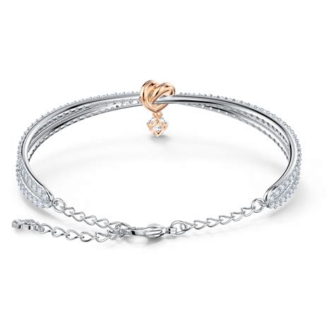 Lifelong Heart Bangle Heart White Mixed Metal Finish Swarovski