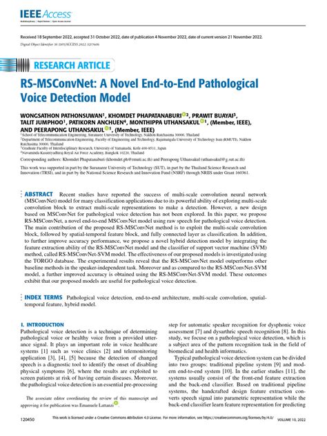 Rs Msconvnet A Novel End To End Pathological Voice Detection Model Pdf Sensitivity And