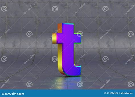 Multicolor D Letter T Lowercase Glossy Iridescent Letter On Tile Background D Rendered Font