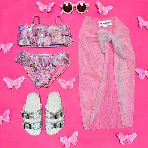 Metallic Butterfly Ruffle Bandeau Two Piece Bikini