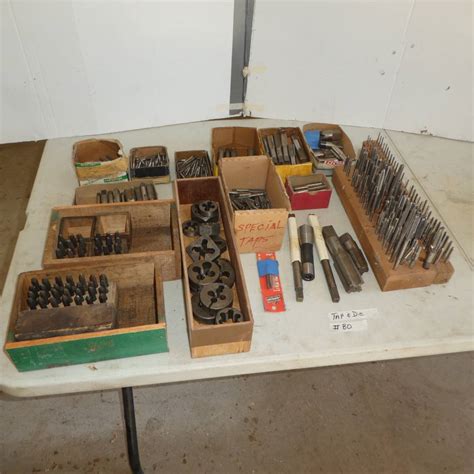 Lot 80 Machinists Tool Lot Assorted Drill Bits Taps And Dies