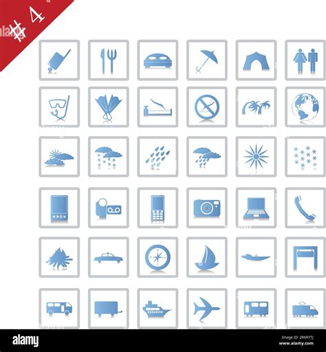 Collection Of Different Icons For Using In Web Design Set Stock