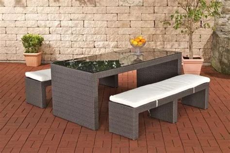 Mesa Retangular Com Bancos Alumínio Fibra Sintética