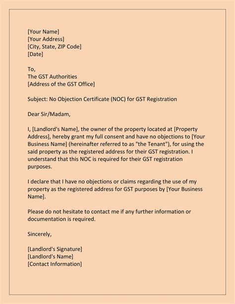 No Objection Certificate Noc Format For Company Registration New Jersey