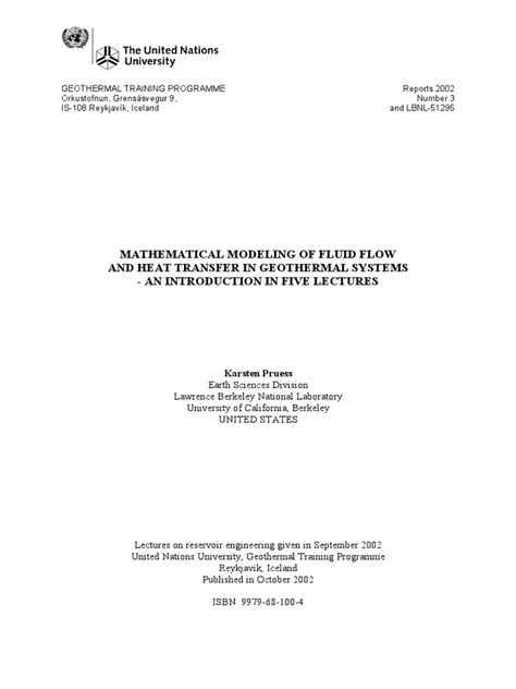 Mathematical Modeling Of Fluid Flow Pdf Diffusion Permeability Earth Sciences