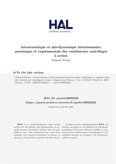 Pdf Numerical And Experimental Unsteady Flow And Aeroacoustic Behavior Of Forward Centrifugal Fans