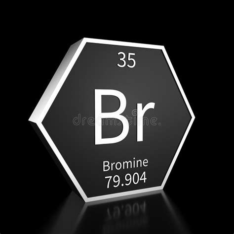 Periodic Table Element Bromine Rendered Metal On Black On Black Stock