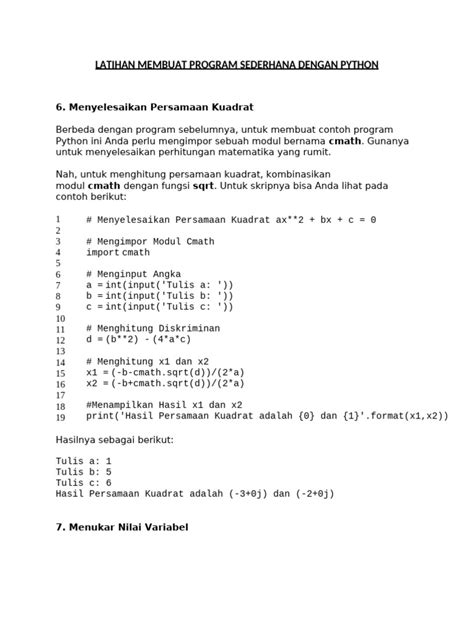 Program Python Sederhana Untuk Pemula Pdf