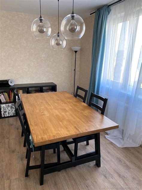 Столы из массива сосны с металлическим подстольем в стиле лофт в ...