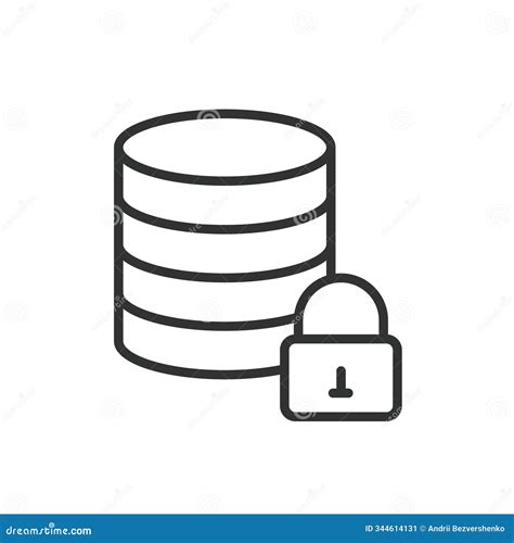 Locked Server Icon In Line Design Locked Server Security