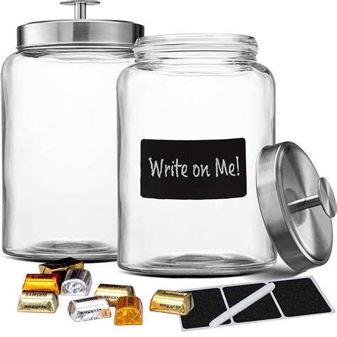 Buy 2 Large 1 Gallon Glass Jars With Stainless Steel Airtight Lids