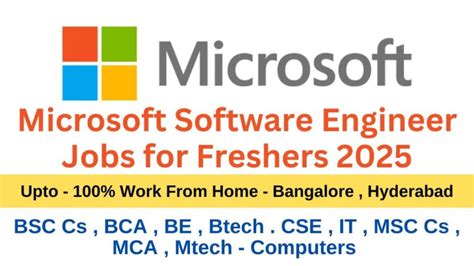 Microsoft Software Engineer Jobs For Freshers 2025 Work From Home Bangalore And Hyderabad