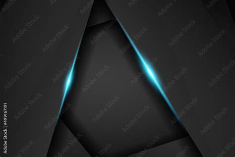 Abstract Metallic Blue Black Frame Layout Modern Tech Design Template