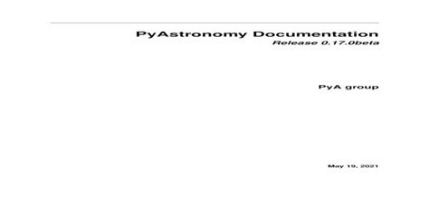 Pdf Pyastronomy Documentation In The Directory Created By Unpacking The Tar Ball You ﬁnd A