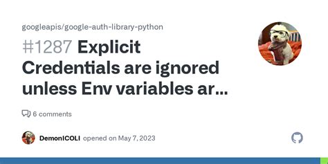 Explicit Credentials Are Ignored Unless Env Variables Are Set Issue