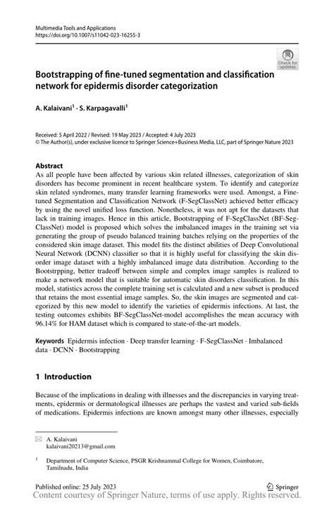 bootstrapping of fine tuned segmentation and classification network for