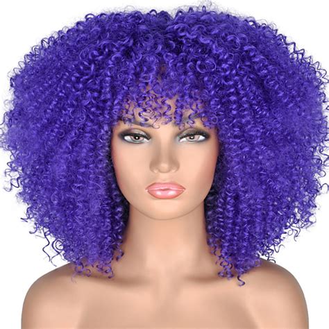 Parrucche Sintetiche Riccio Afro Crespo Taglio Asimmetrico Parrucca