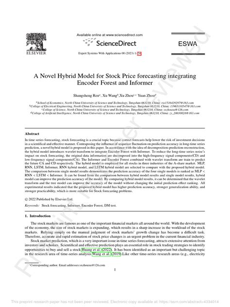 A Novel Hybrid Model For Stock Price Forecasting Integrating Encoder