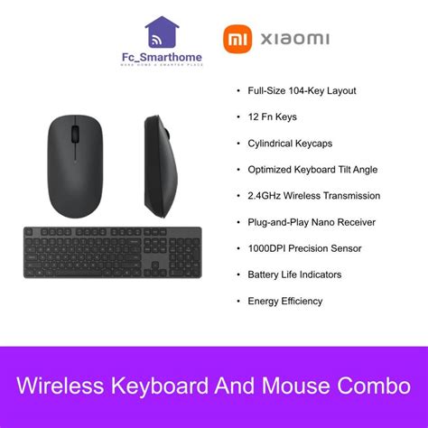 Xiaomi Wireless Keyboard And Mouse Combo Set Full Size 104 Key Layout