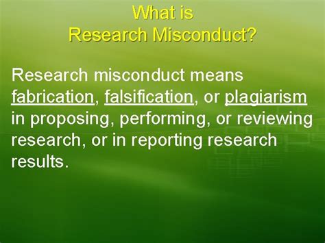What Is Research Misconduct Research Misconduct Means Fabrication