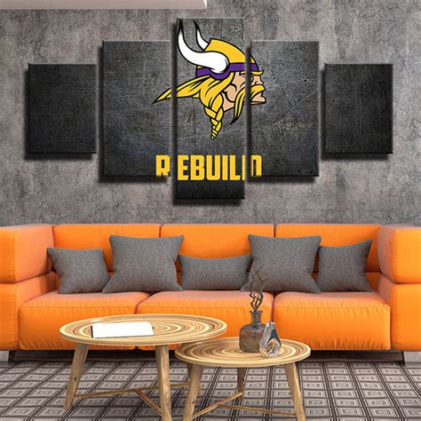 Minnesota Vikings Iron Emblem Canvas Wall Art Pencil Canvas
