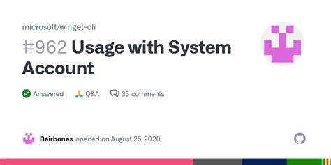 Usage With System Account · Microsoft Winget Cli · Discussion 962 · Github