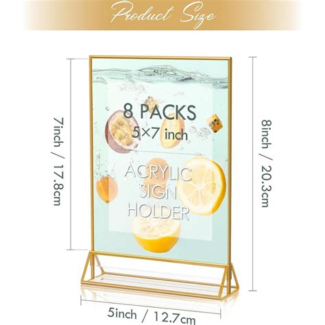 Hoodo 8 Pack 5x7 Acrylic Table Number Holders With Golden Border