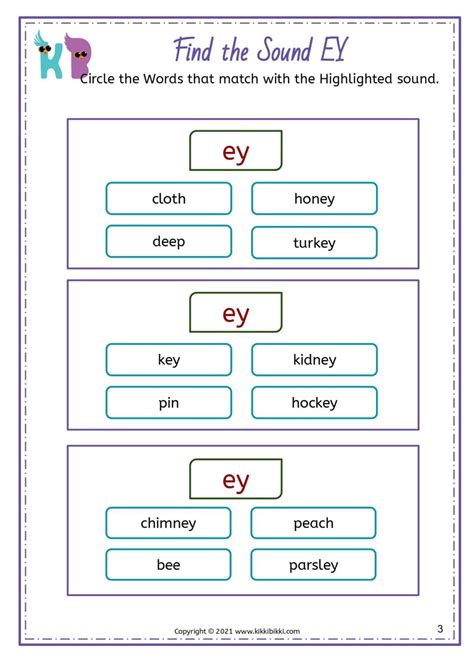 Introduction To Ey Sound Find The Sound Worksheets
