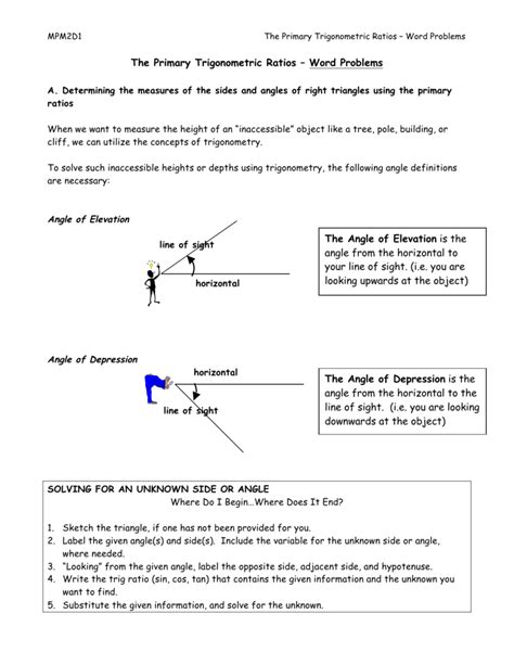 Right Triangle Word Problems Worksheet E