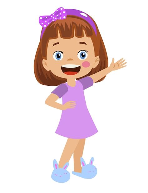 Premium Vector Cute Girl With Bunny Slippers