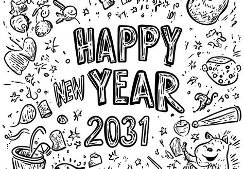 happy new year 2031 free coloring page
