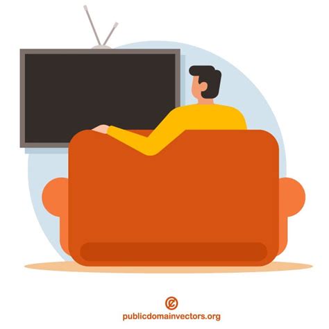 Man Watching Tv Royalty Free Stock Vector Clip Art