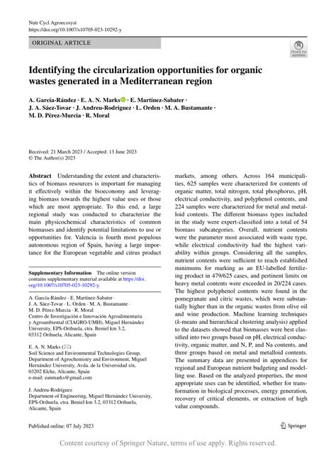 Pdf Identifying The Circularization Opportunities For Organic Wastes