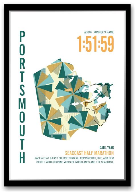 Seacoast Half Marathoner Map 5 X 7 Print Artofit