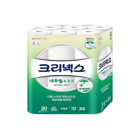 크리넥스 3겹 내추럴소프트 화장지 30m 30 배민 장보기∙쇼핑