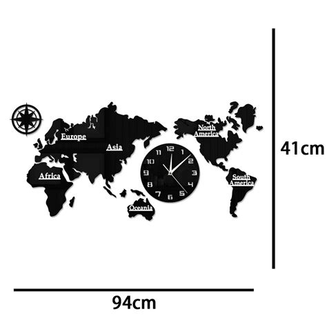 Acrylic Diy 3d World Map Large Clock Geography Mut Grandado