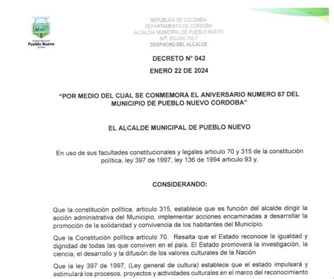 Decreto No 042 De Enero 22 De 2024