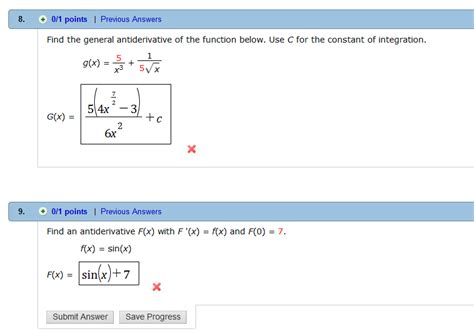 Solved Find The General Antiderivative Of The Function