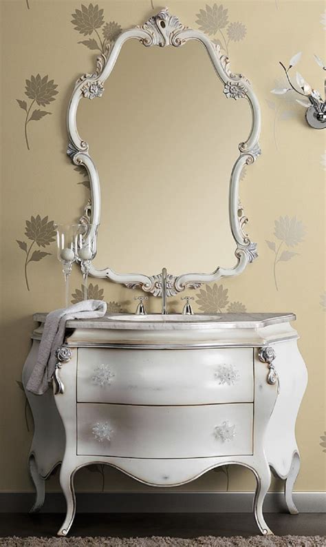 Casa Padrino conjunto de baño barroco de lujo blanco plata 1 Mesa